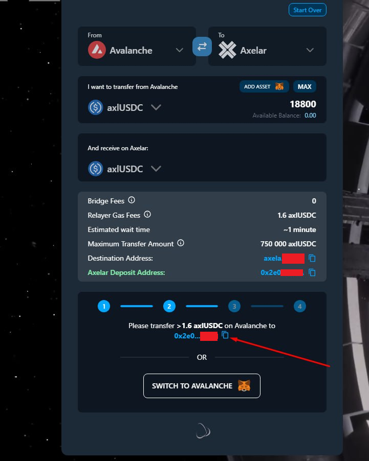 I sent tokens manually to the deposit address – Axelar Network